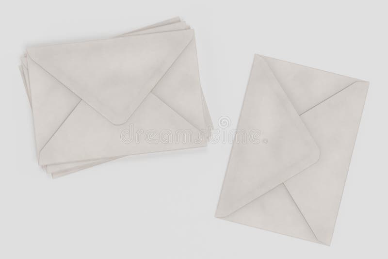 3D Render of Paper Envelopes Stock Illustration - Illustration of ...