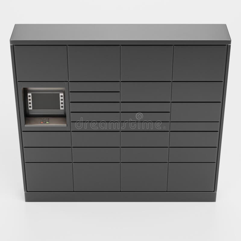 3D Render of Parcel Lockers Stock Illustration - Illustration of mail ...