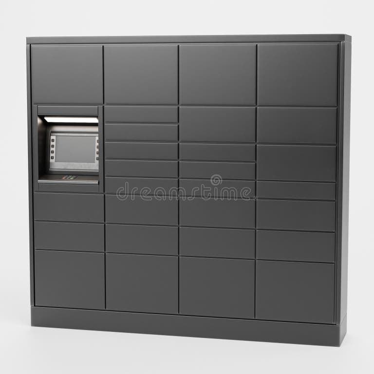 3D Render of Parcel Lockers Stock Illustration - Illustration of locker ...