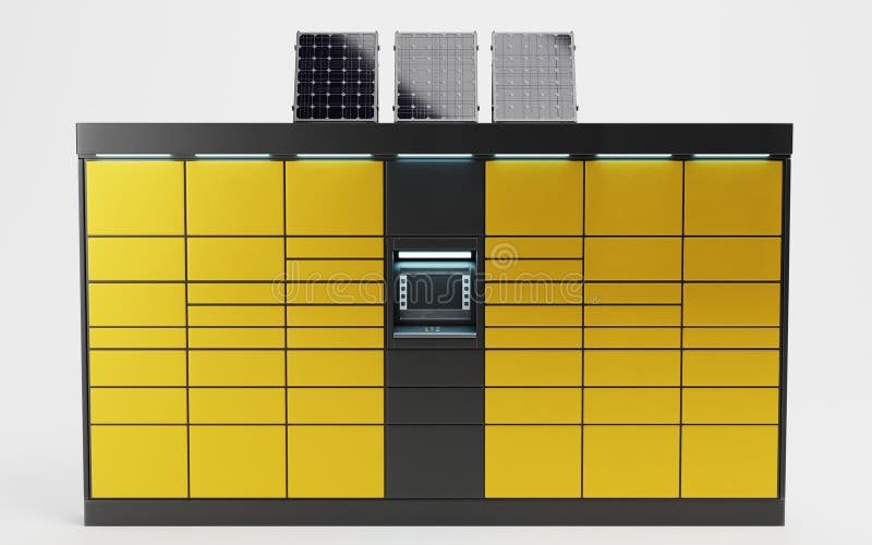 3D Render of Parcel Lockers Stock Illustration - Illustration of locker ...