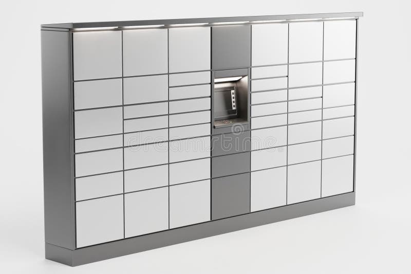 3D Render of Parcel Lockers Stock Illustration - Illustration of postal ...