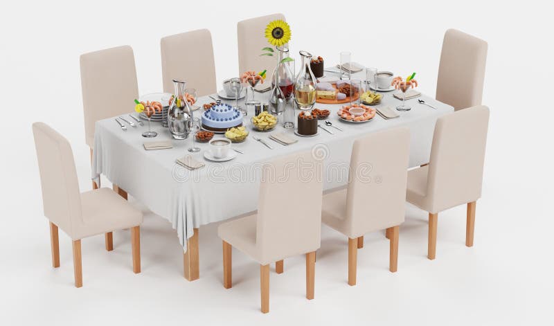 3D Render of Party Table stock illustration. Illustration of render ...