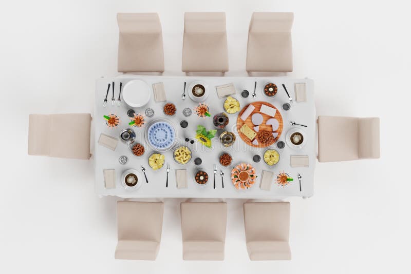 3D Render of Party Table stock illustration. Illustration of restaurant ...