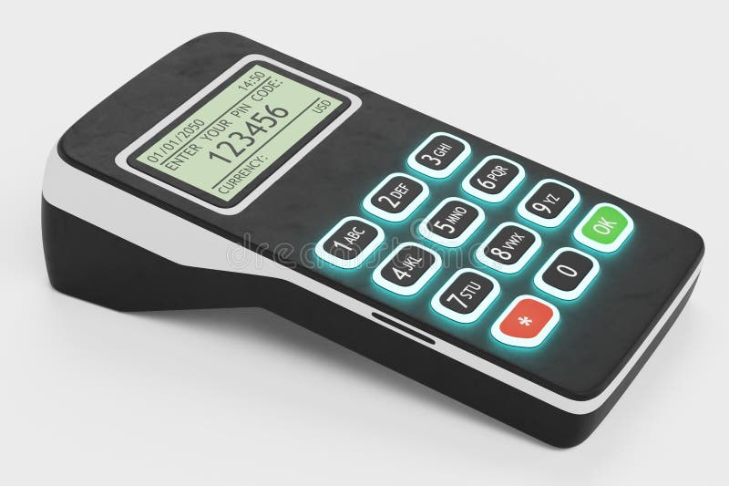 3D Render of Payment Terminal Stock Illustration - Illustration of ...