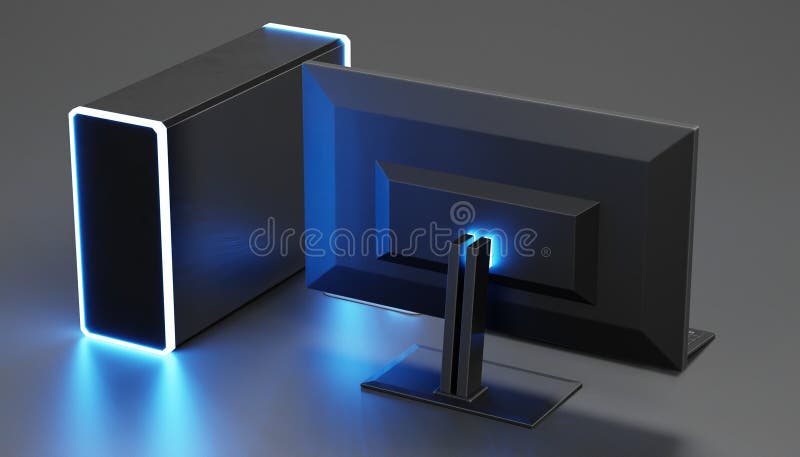 3D Render of Personal Computer Stock Illustration - Illustration of ...
