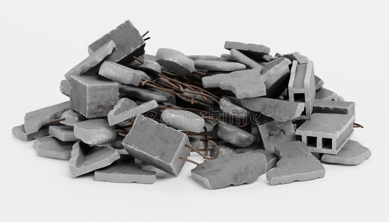 3D Render of Pile of Rubble Stock Illustration - Illustration of block ...
