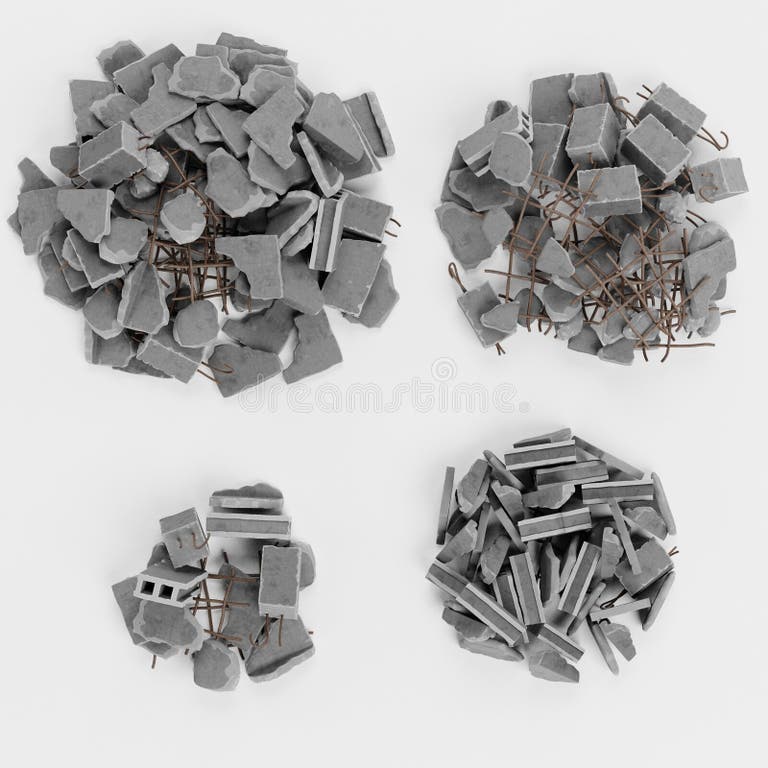 3D Render of Piles of Rubble Stock Illustration - Illustration of piles ...