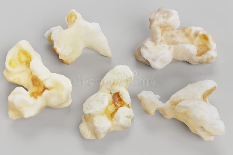 3D Render of Popcorn stock illustration. Illustration of kernel - 277303652