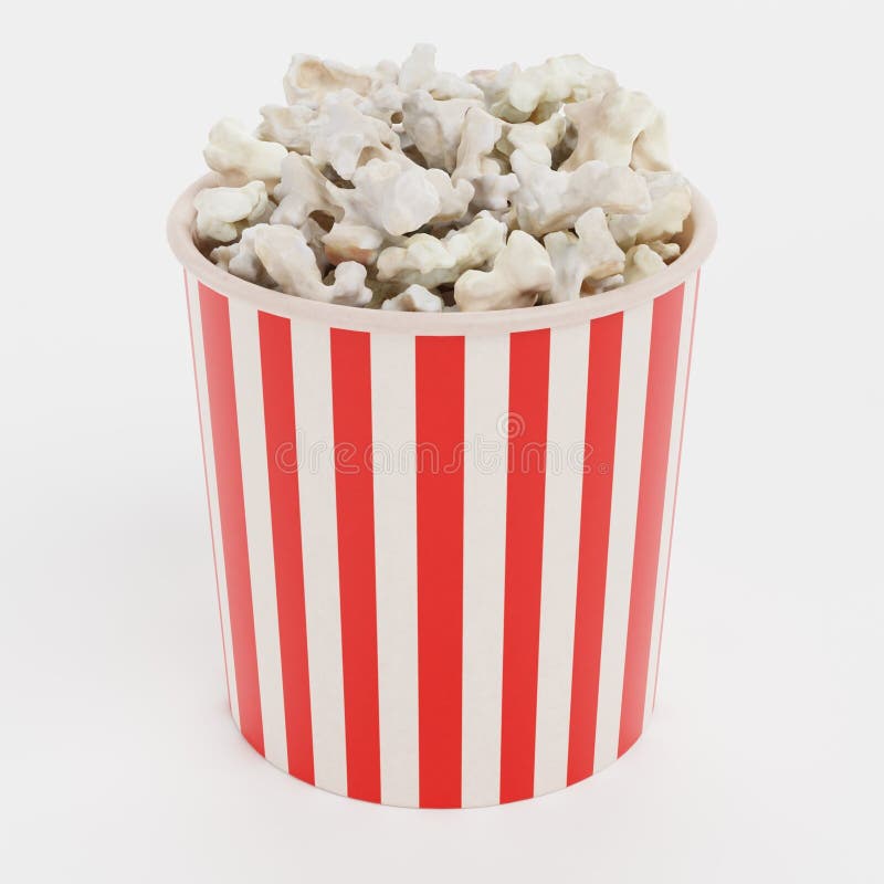 3D Render of Popcorn in Cup Stock Illustration - Illustration of ...