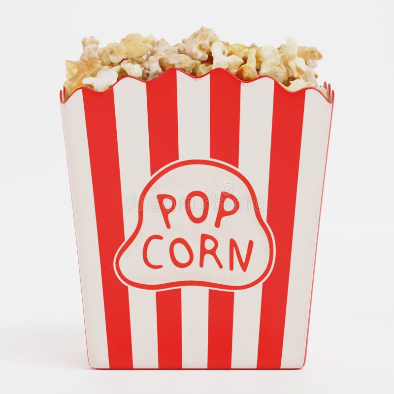 3D Render of Popcorn in Cup Stock Illustration - Illustration of film ...