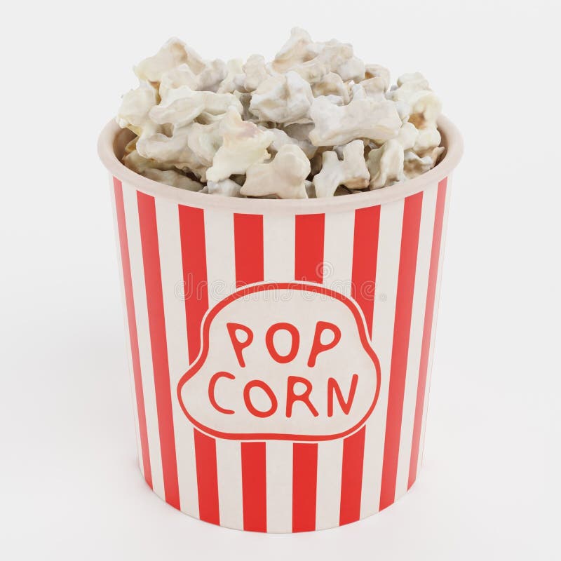 3D Render of Popcorn in Cup Stock Illustration - Illustration of paper ...