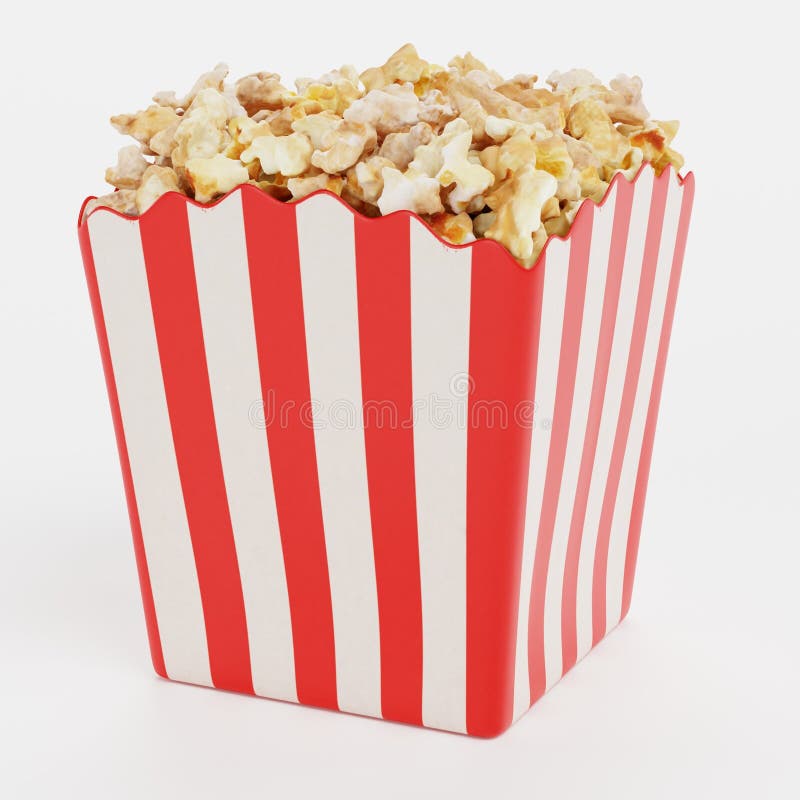 3D Render of Popcorn in Cup Stock Illustration - Illustration of holder ...