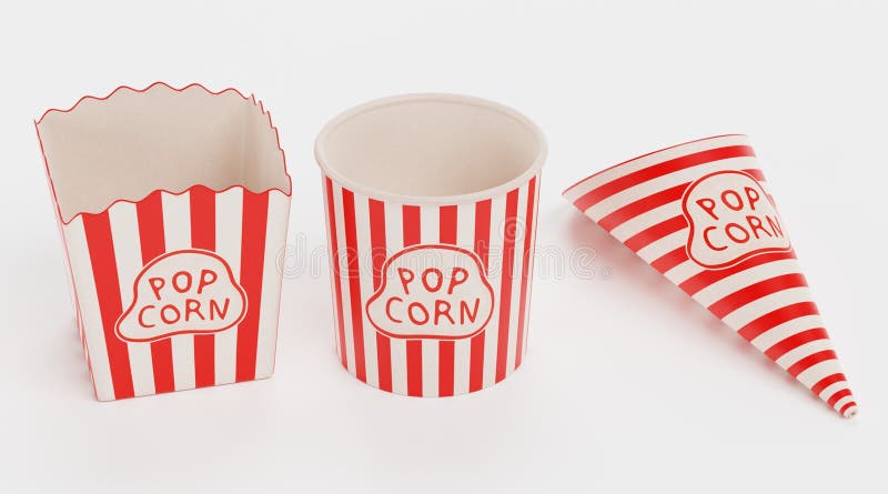 3D Render of Popcorn Cups stock illustration. Illustration of paper ...
