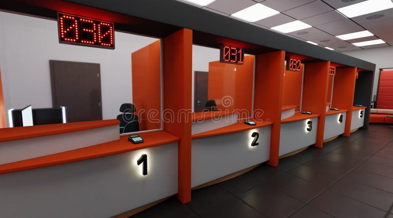3D Render of Post Office Interior Stock Illustration - Illustration of ...
