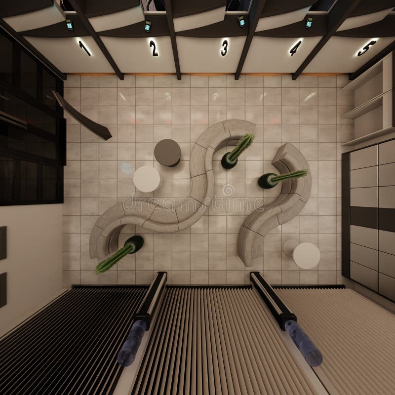 3D Render of Post Office Interior Stock Illustration - Illustration of ...