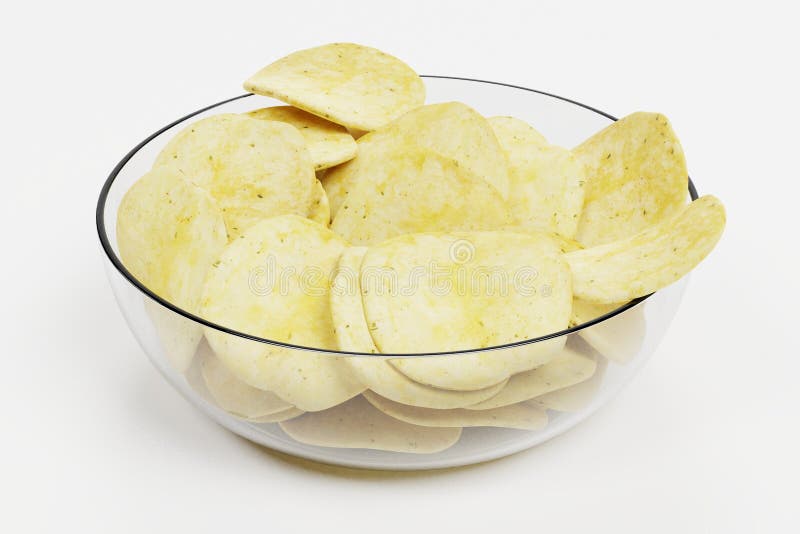 3D Render of Potato Chips stock illustration. Illustration of wave ...