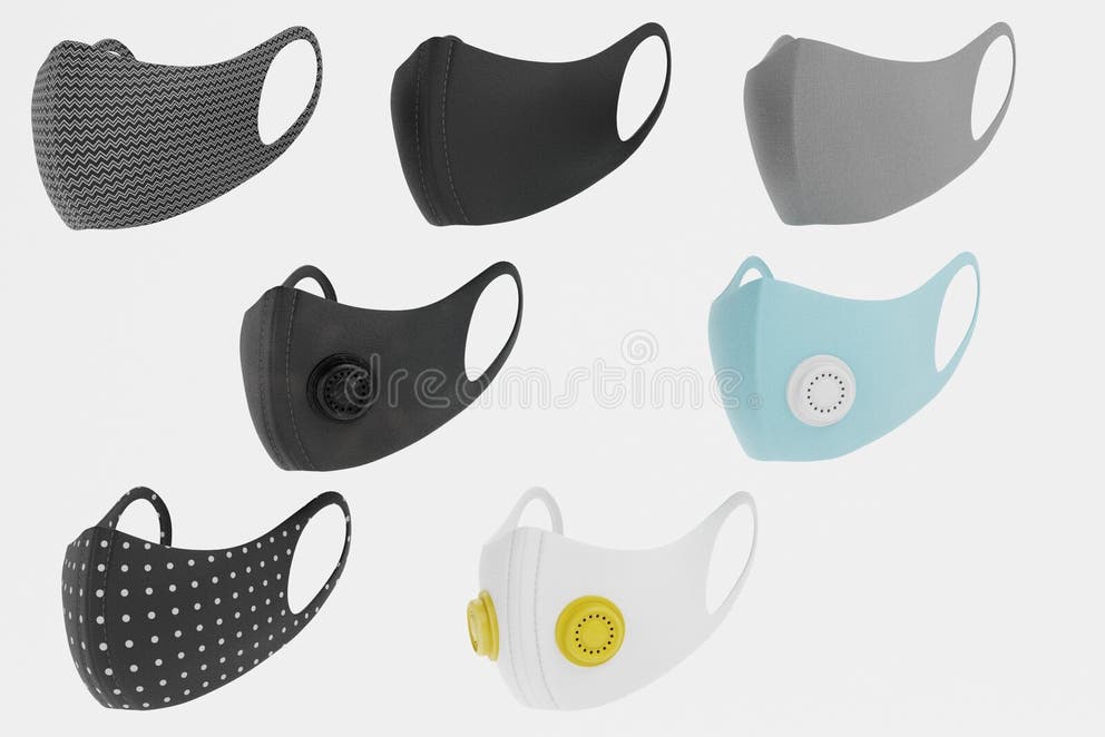 3D Render of Protective Masks Stock Illustration - Illustration of face ...