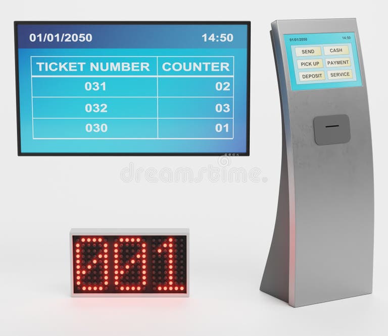 3D Render of Queue Management System Stock Illustration - Illustration ...