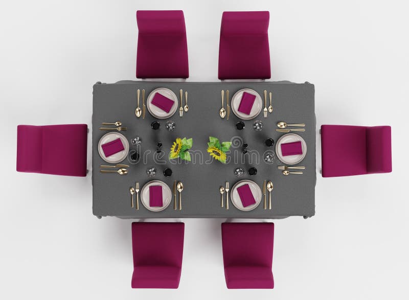 3D Render of Restaurant Table Stock Illustration - Illustration of ...