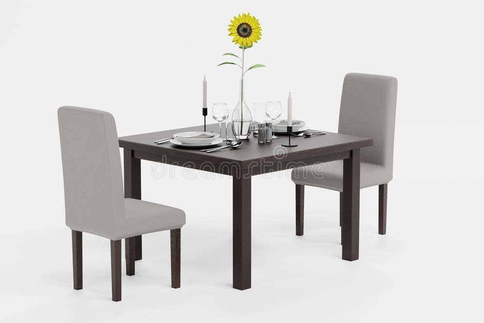3D Render of Restaurant Table Stock Illustration - Illustration of ...
