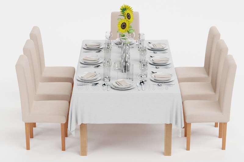 3D Render of Restaurant Table Stock Illustration - Illustration of ...