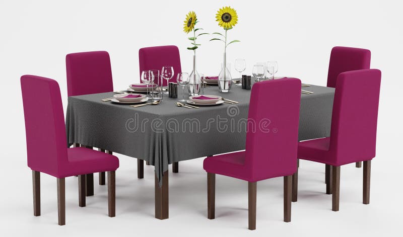 3D Render of Restaurant Table Stock Illustration - Illustration of ...