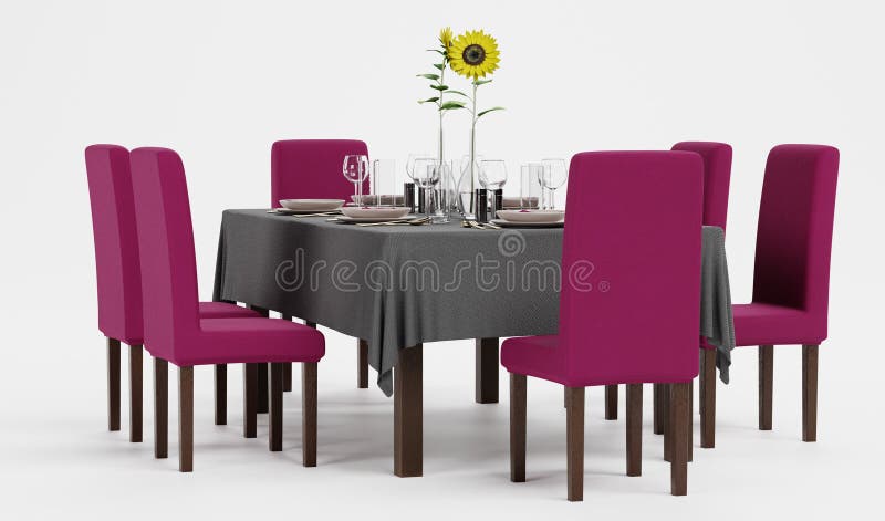 3D Render of Restaurant Table Stock Illustration - Illustration of ...