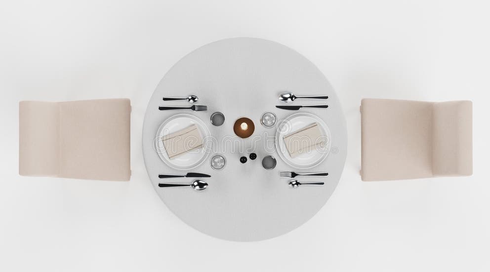 3D Render of Restaurant Table Stock Illustration - Illustration of ...