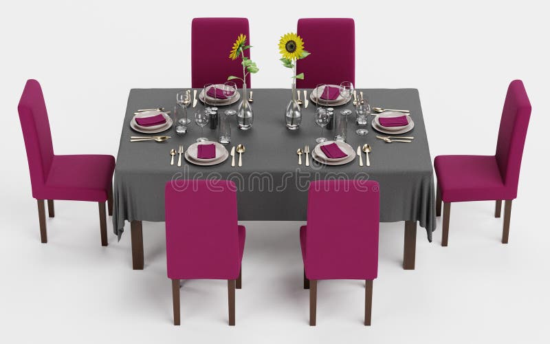 3D Render of Restaurant Table Stock Illustration - Illustration of ...