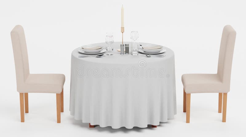 3D Render of Restaurant Table Stock Illustration - Illustration of ...