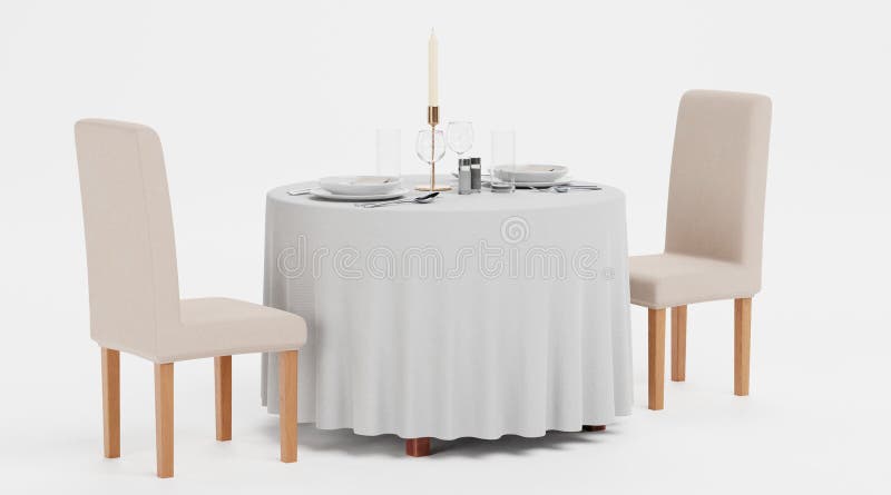 3D Render of Restaurant Table Stock Illustration - Illustration of ...