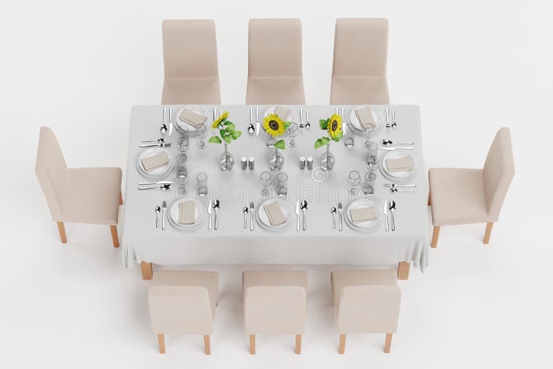 3D Render of Restaurant Table Stock Illustration - Illustration of ...