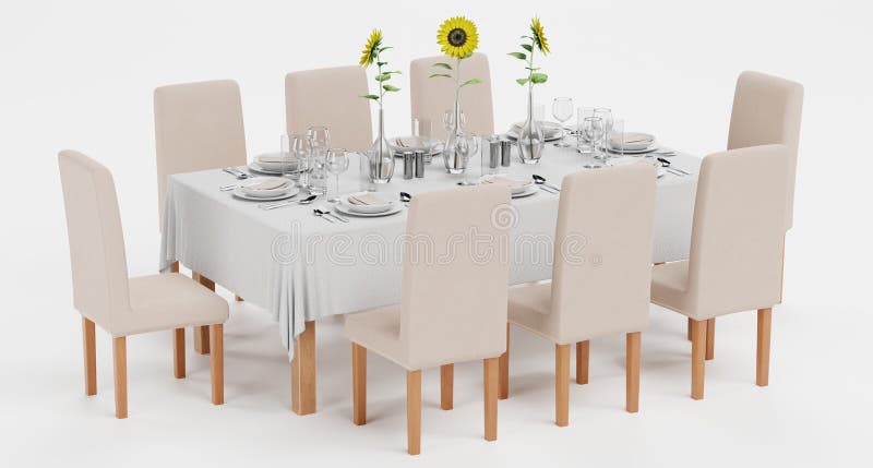 3D Render of Restaurant Table Stock Illustration - Illustration of ...