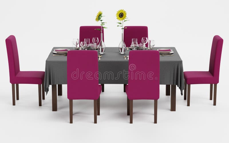 3D Render of Restaurant Table Stock Illustration - Illustration of ...