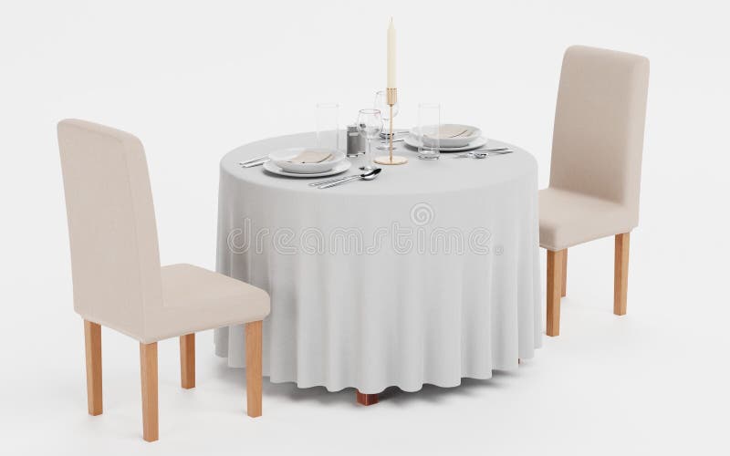 3D Render of Restaurant Table Stock Illustration - Illustration of ...