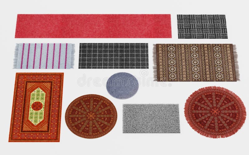 3d Render of Rugs Sets stock illustration. Illustration of floor ...