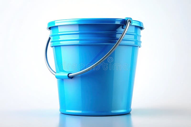Realistic 3D Render of a Shiny Blue Plastic Bucket Isolated on White ...