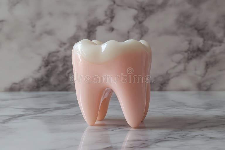 Realistic 3D Render of a Single Pink Tooth on Marble Surface Stock ...