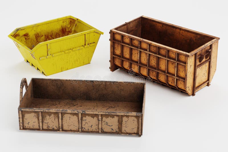 3D Render of Skips stock illustration. Illustration of container ...