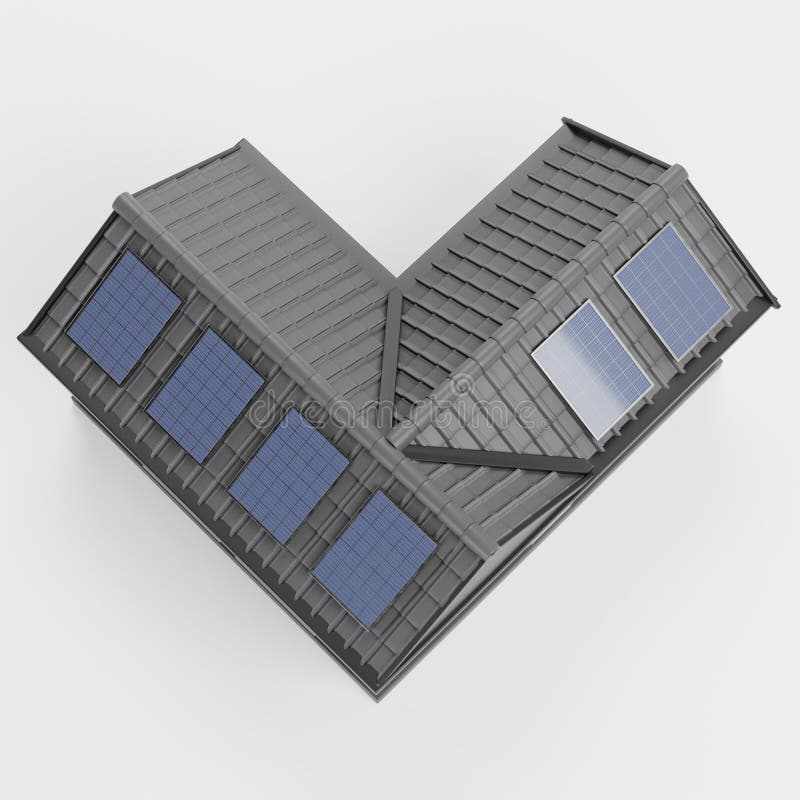 3D Render of Solar House stock illustration. Illustration of stylised ...