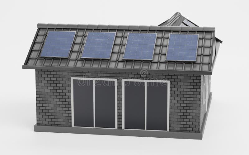 3D Render of Solar House stock illustration. Illustration of panel ...