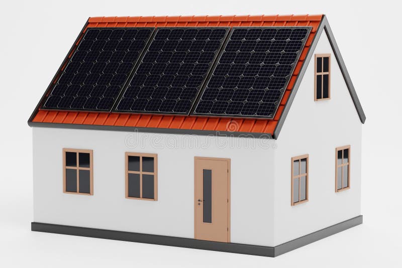 3D Render of Solar House stock illustration. Illustration of building ...