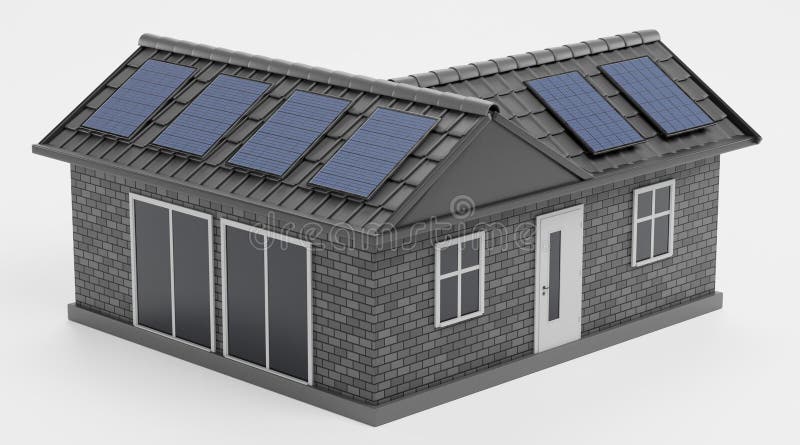 3D Render of Solar House stock illustration. Illustration of energy ...