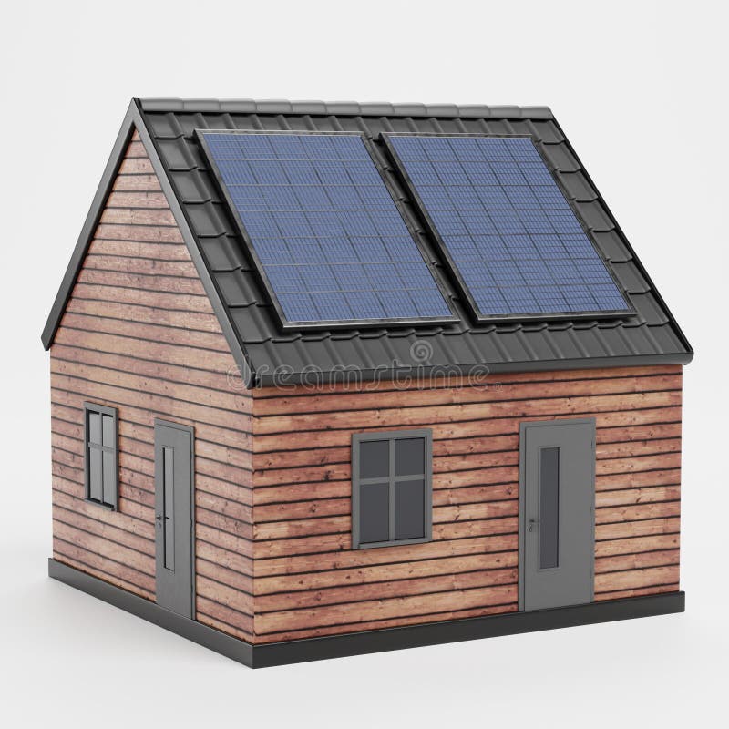 3D Render of Solar House stock illustration. Illustration of ...