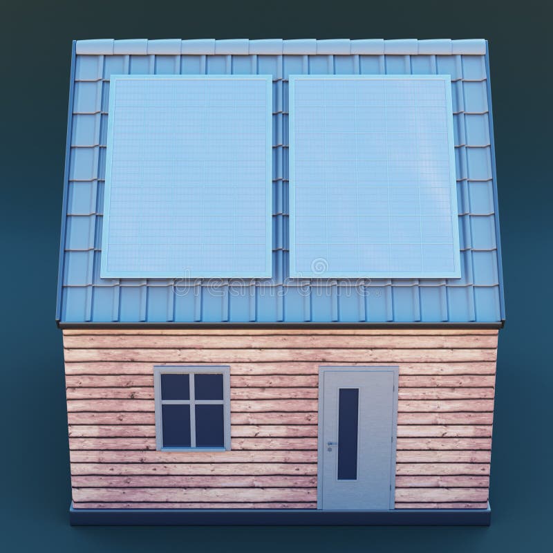 3D Render of Solar House stock illustration. Illustration of power ...