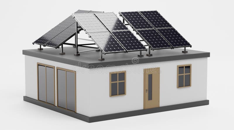 3D Render of Solar House stock illustration. Illustration of home ...