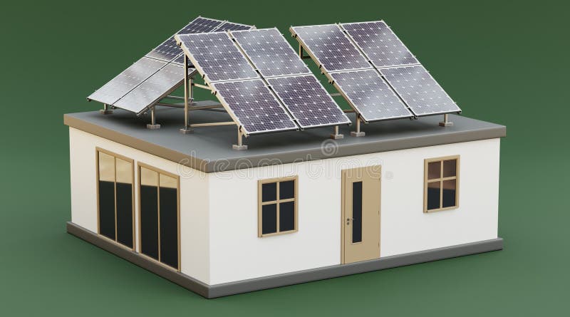 3D Render of Solar House stock illustration. Illustration of green ...