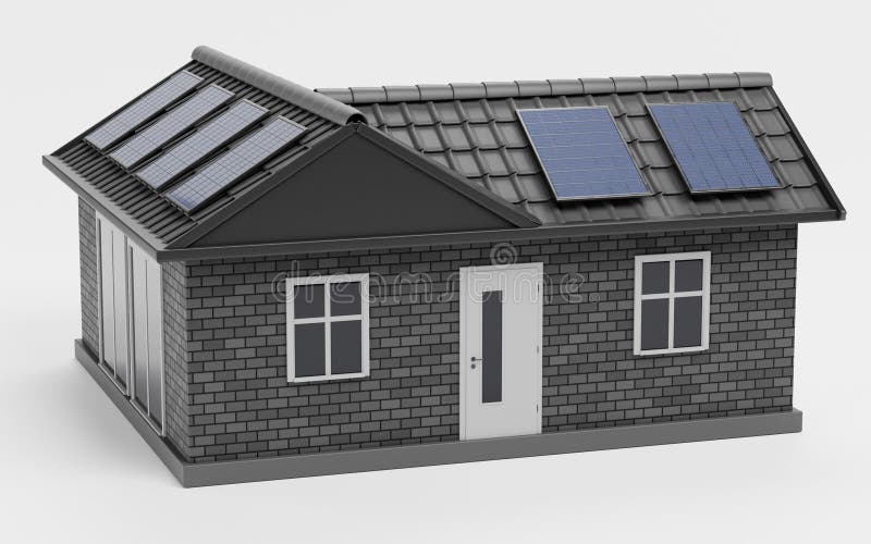 3D Render of Solar House stock illustration. Illustration of exterior ...