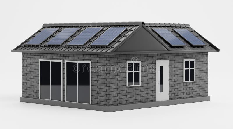 3D Render of Solar House stock illustration. Illustration of solar ...