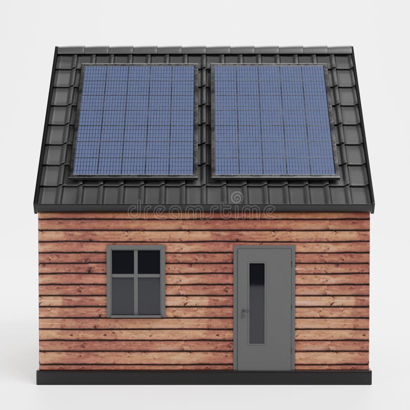 3D Render of Solar House stock illustration. Illustration of home ...